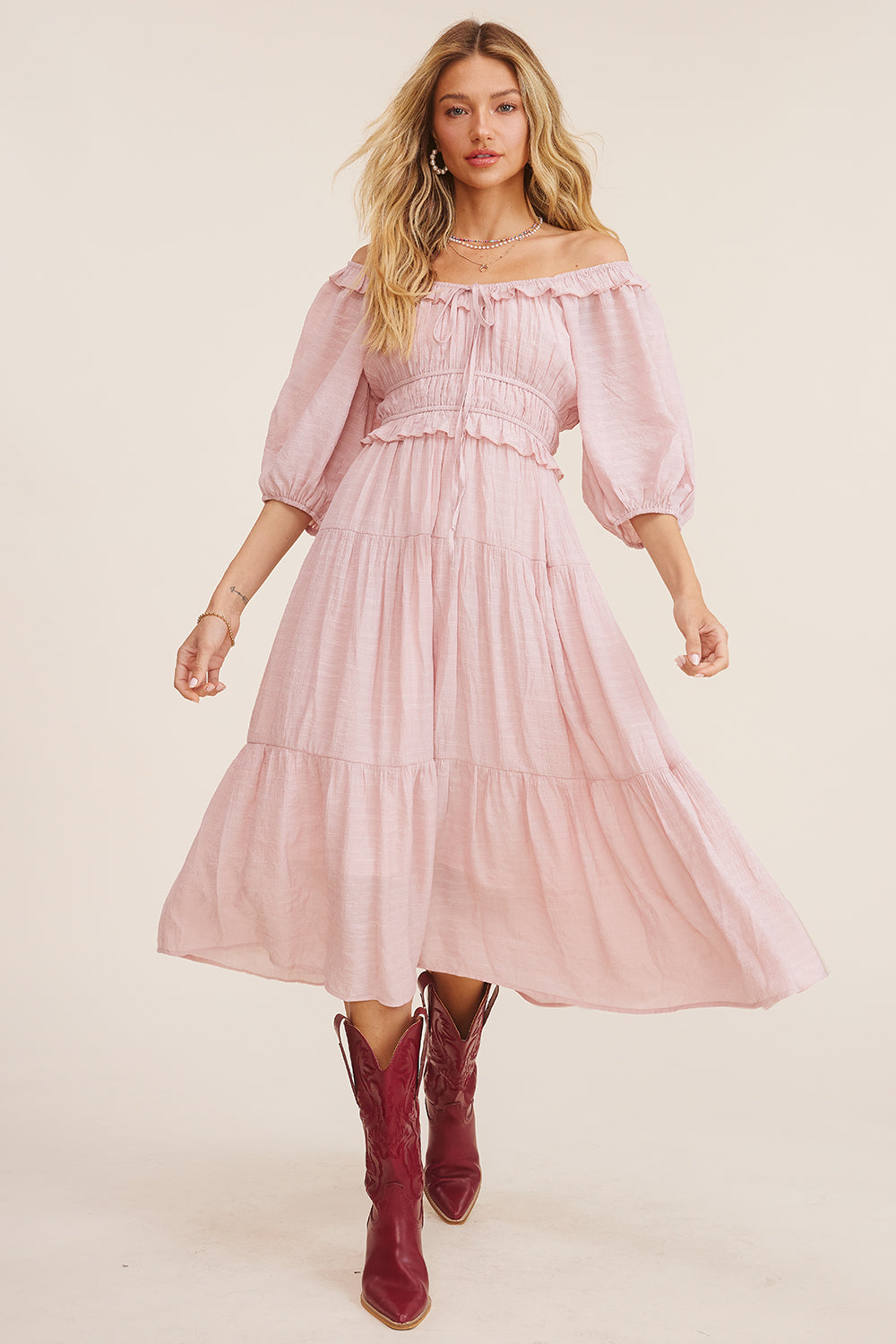 Ruffle Front Tie Tiered Maxi Dress – Penelope The Label